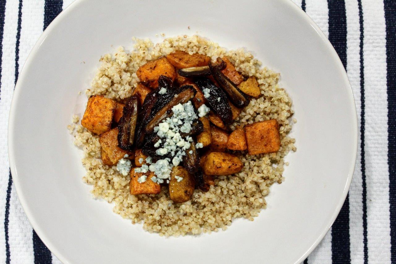 Roasted Butternut Squash with Balsamic Glazed Dates, Quinoa, and Blue ...